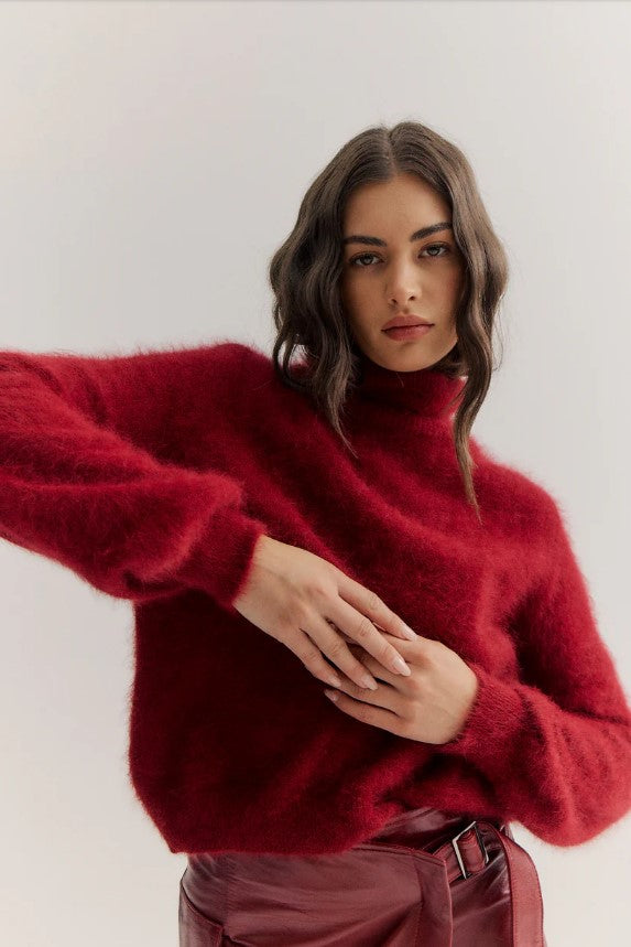 Maya Roll Neck Knit Merlot – George and Olive